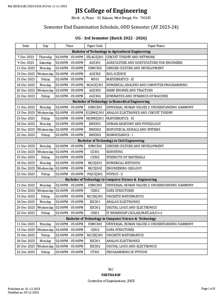 Modified_SEE Examination Schedule_ODD 2023 | PDF