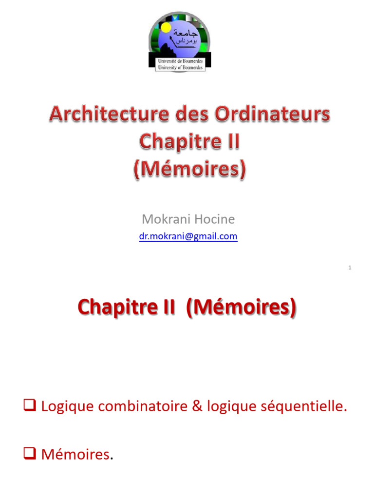 Cours Architecture CH2 | PDF | Mémoire (informatique) | Mémoire vive