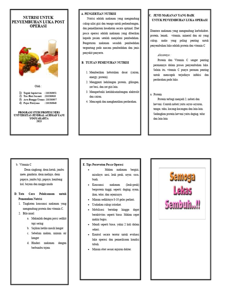 Leaflet Nutrisi Penyembuhan Luka Post Operasi | PDF