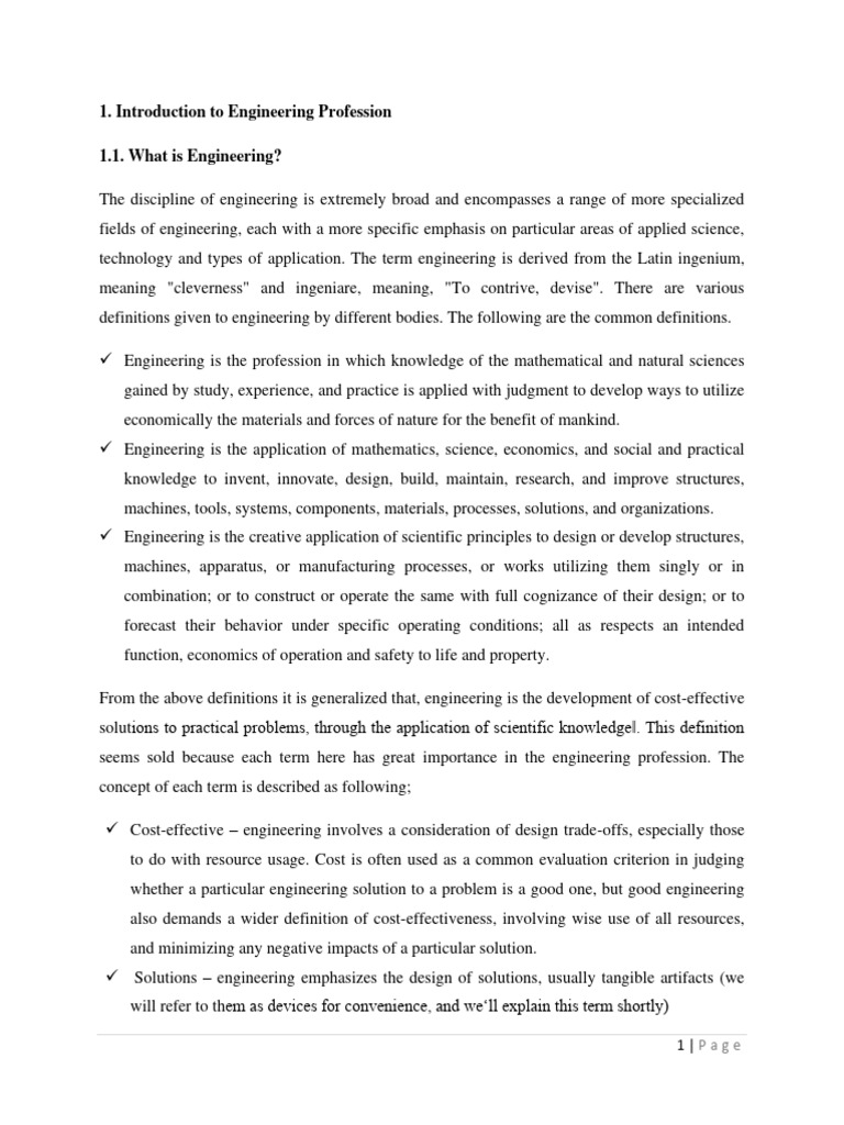 Handout of Engineering Profession. | PDF | Engineering | Science