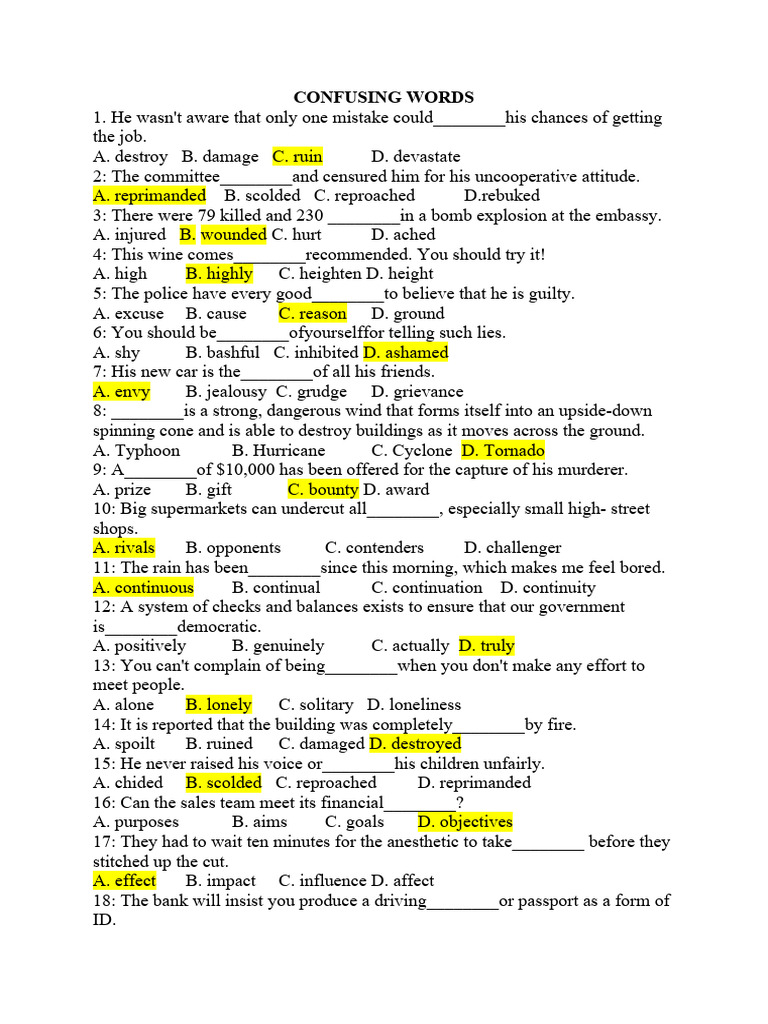 Confusing Words | PDF