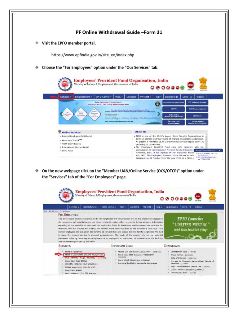 PF Withdrawal Process: Form 31 Guide | PDF | Career & Growth | Finance ...