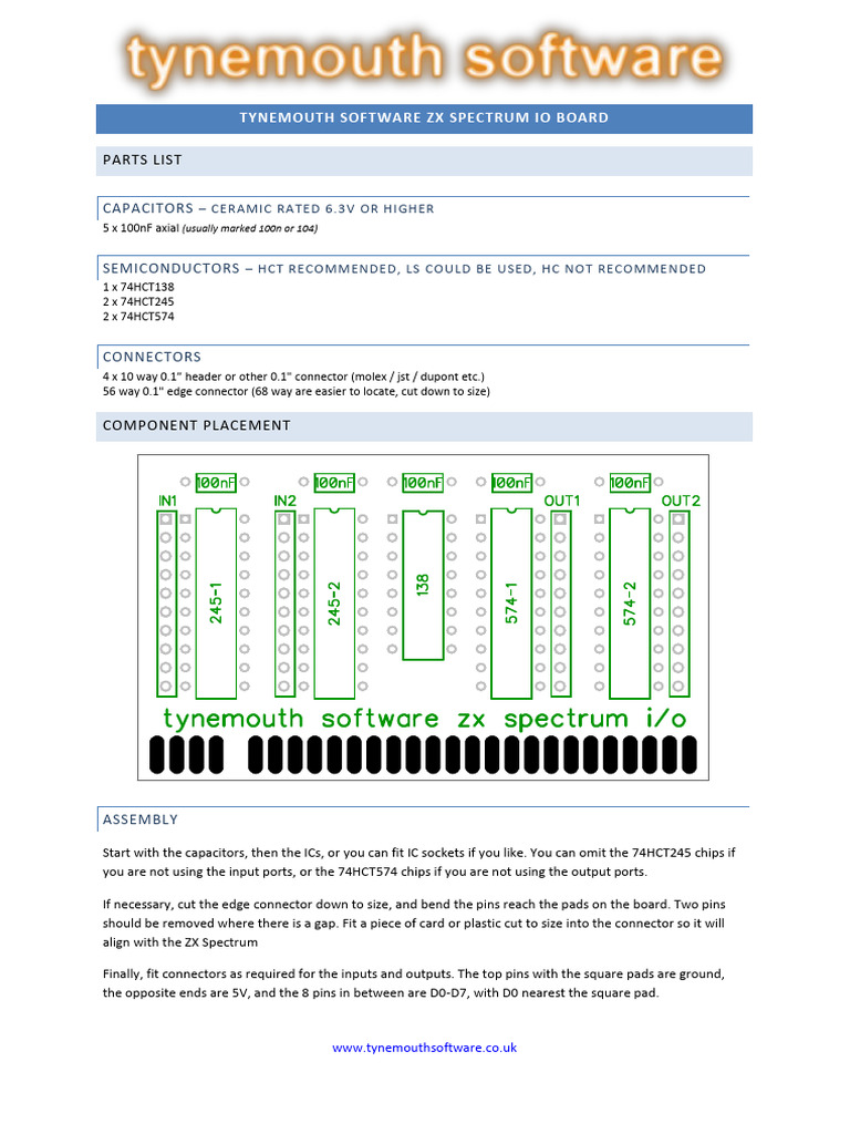 ZX Spectrum IO Board - V0.6 | PDF | Input/Output | Electrical Connector
