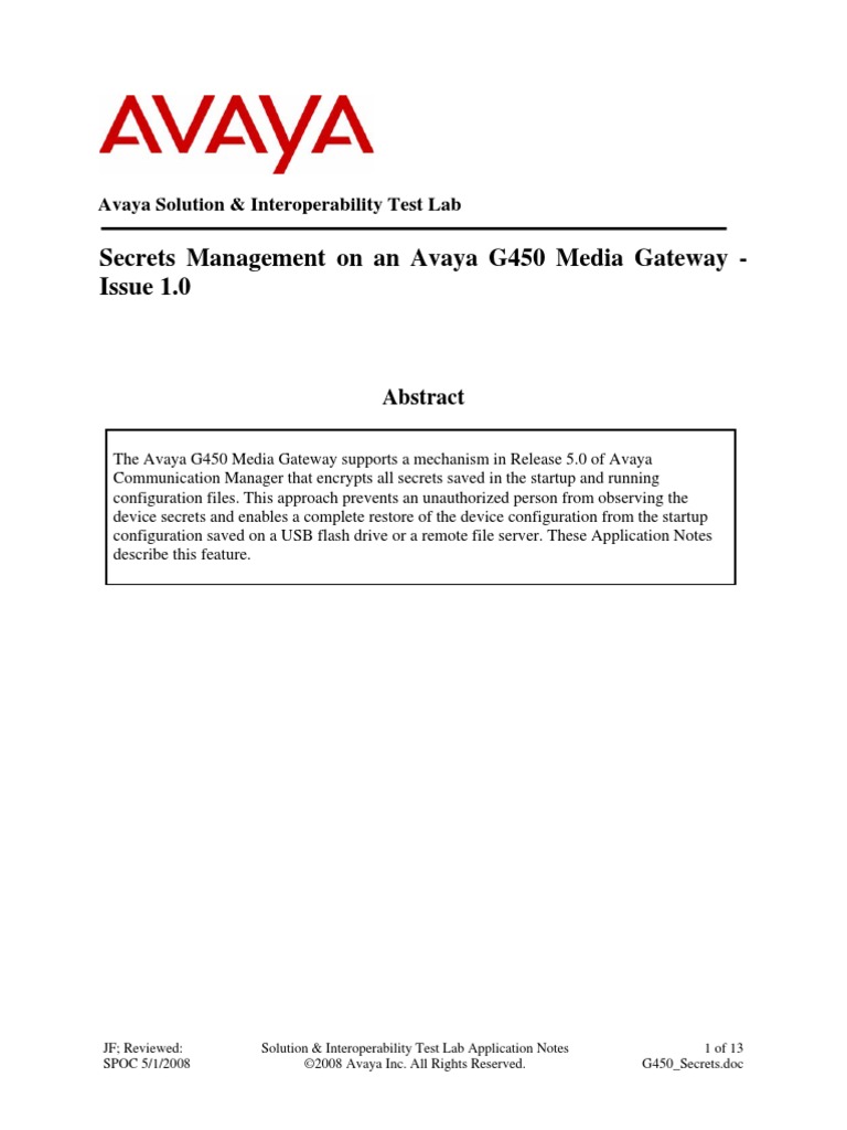 G450 Secrets | PDF | File Transfer Protocol | Gateway (Telecommunications)