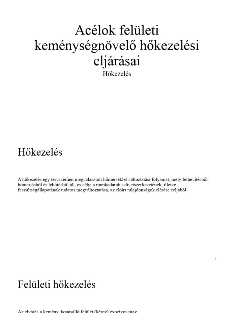 Acélok Felületi Keménységnövelő Hőkezelési Eljárásai | PDF