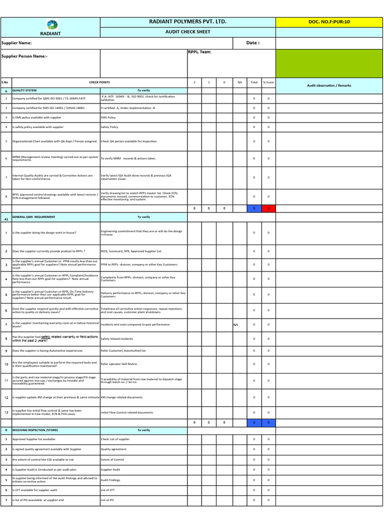 Radiant Tool Product Audit Checklist | PDF | Calibration | Audit