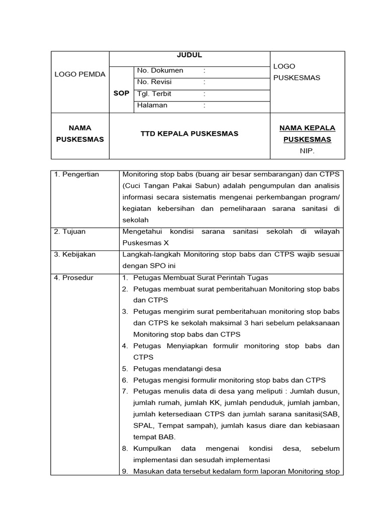 Sop Monitoring Stop Babs Dan Ctps | PDF
