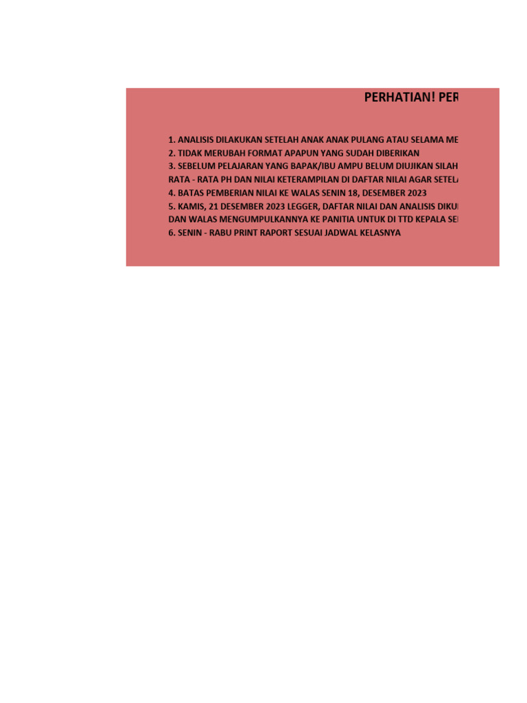 Analisis, Daftar Nilai Ke Walas, Legger Nilai 1 - 6 Pas Sas Ganjil 2023 2024 | PDF