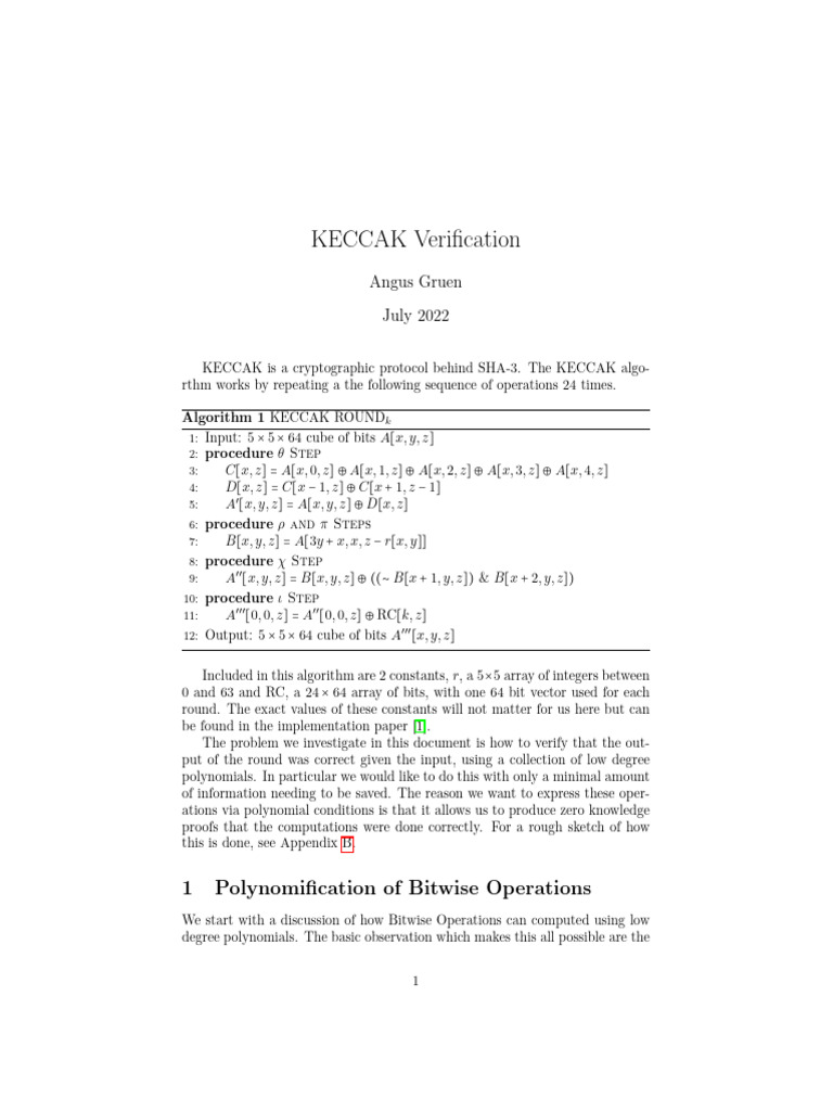 KECCAK Verification 1 | PDF | Polynomial | Algebra