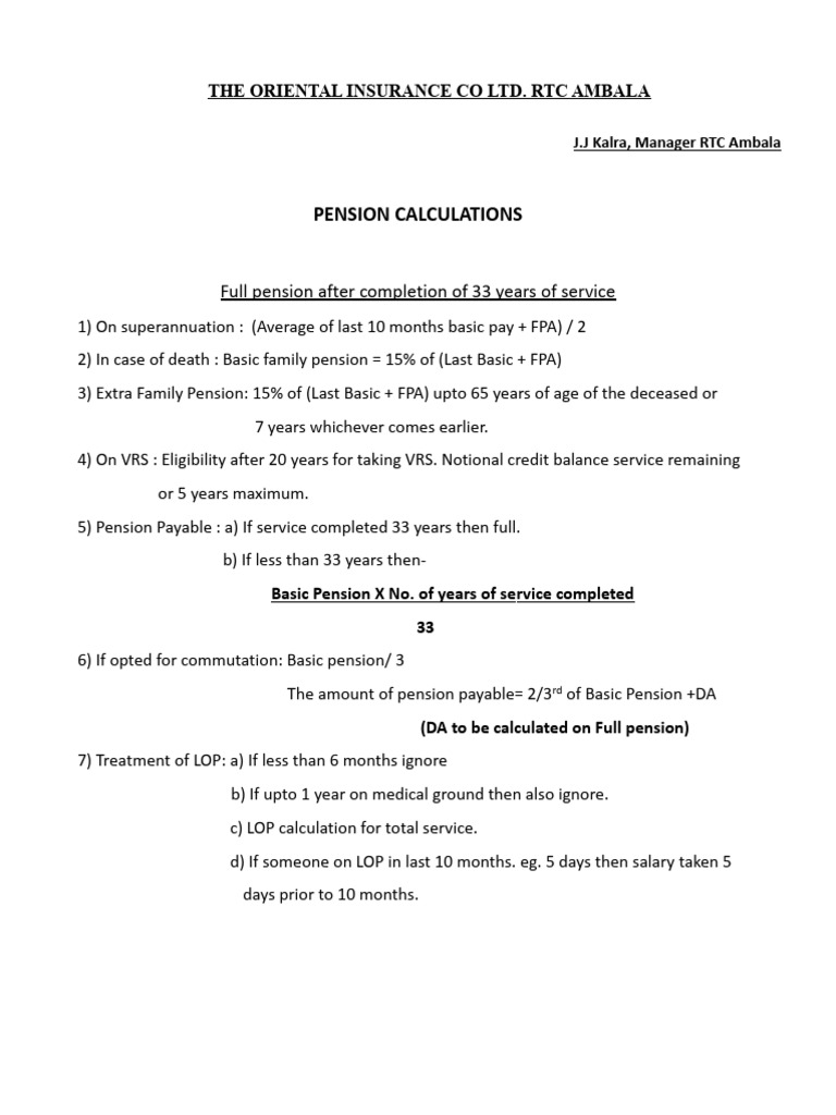 Revised HR Pension and Gratuity Calculations | PDF | Pension | Employee ...