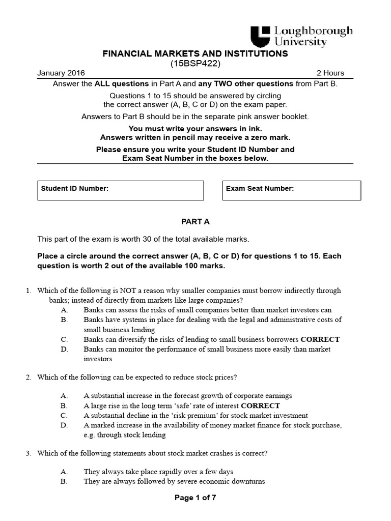 15BSP422-Jan2016 Outline Answers | PDF | Bonds (Finance) | Financial Risk