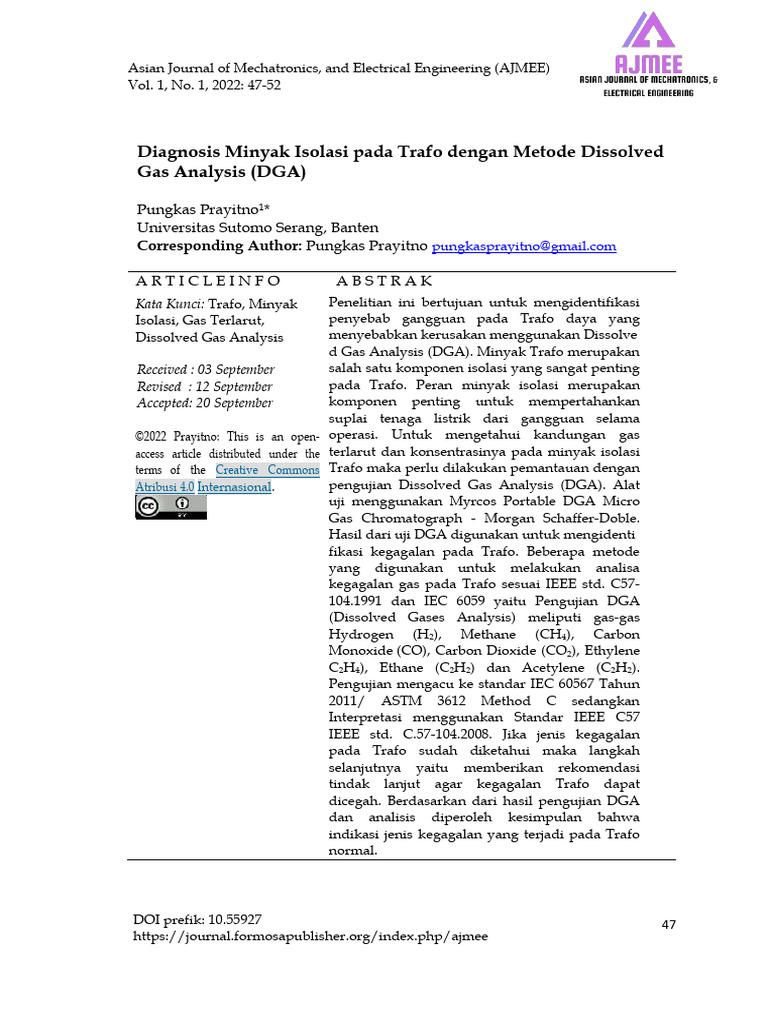 Diagnosis Minyak Isolasi Pada Trafo Dengan Metode Dissolved Gas Analysis (DGA) | PDF | Sains ...