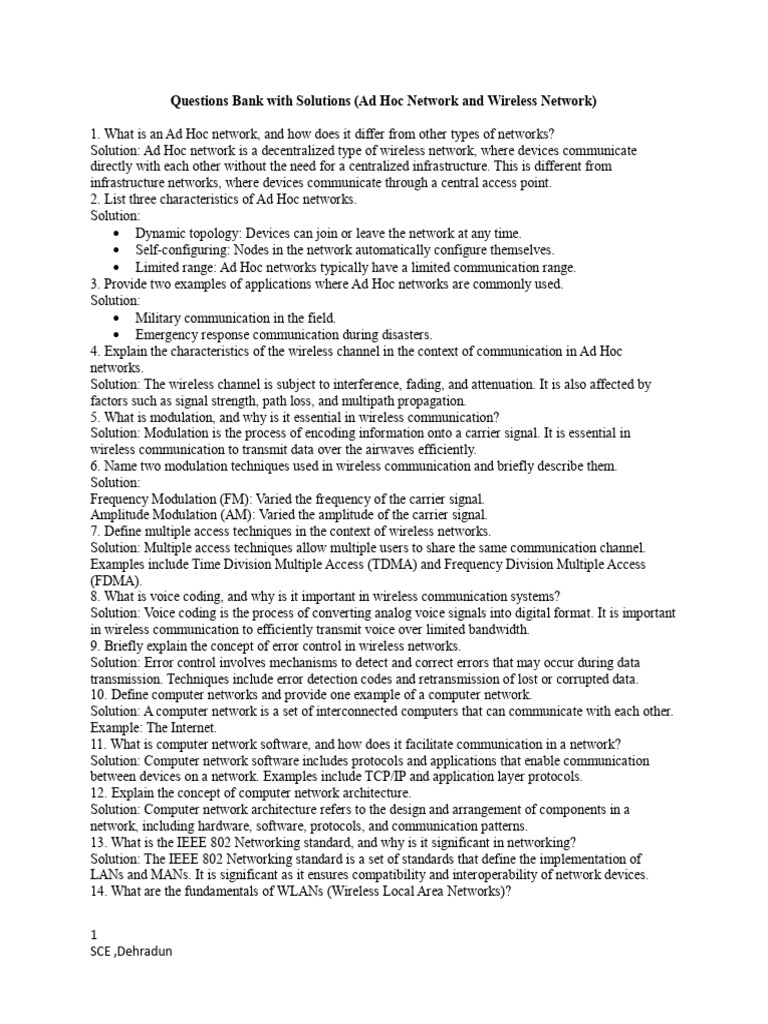 Questions Bank With Solutions (Ad Hoc Network and Wireless NW) | PDF | Wireless Ad Hoc Network ...