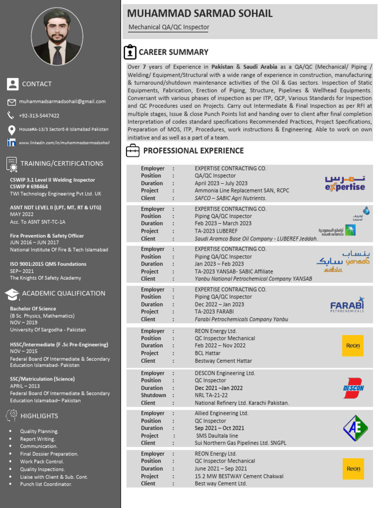 Qcmechinspec7cv Docs | PDF | Pipe (Fluid Conveyance) | Quality Assurance
