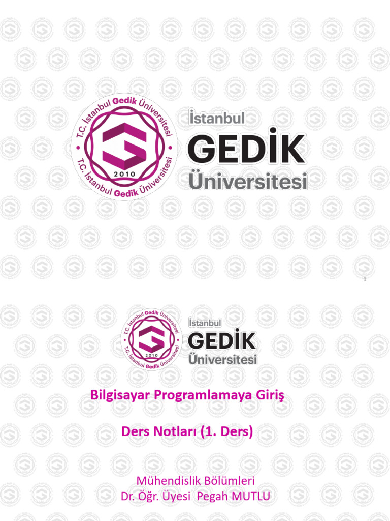 Bilgisayar Programlamaya Giris 1 Ders | PDF