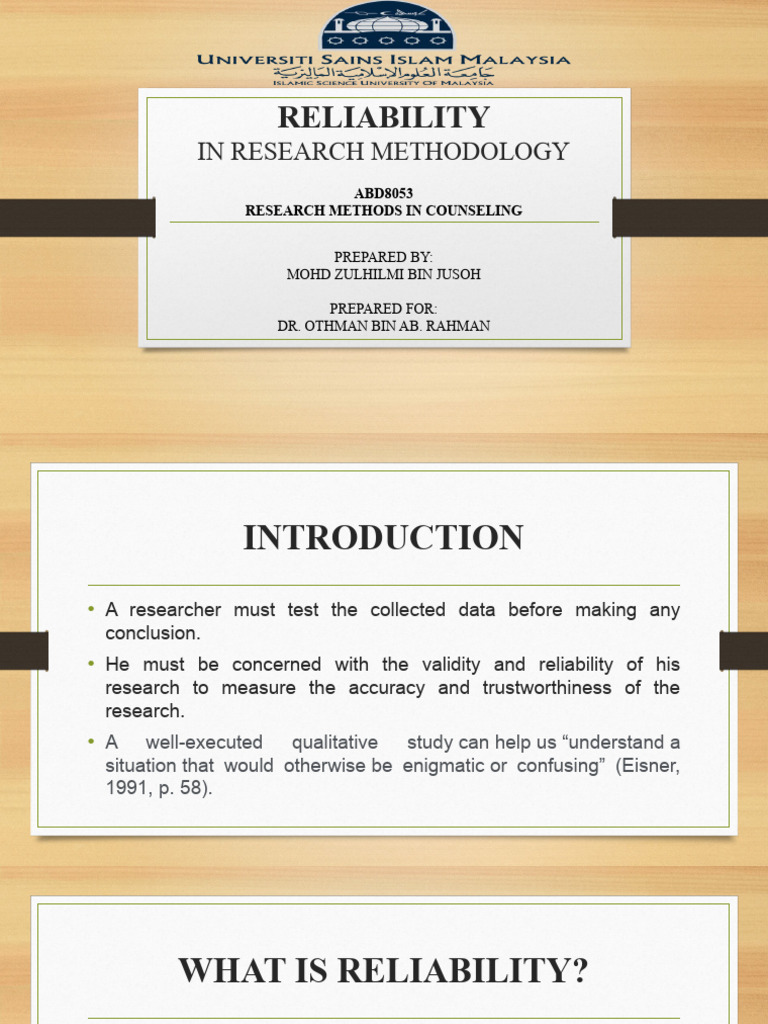 Reliability in Research Methodology | PDF | Validity (Statistics ...