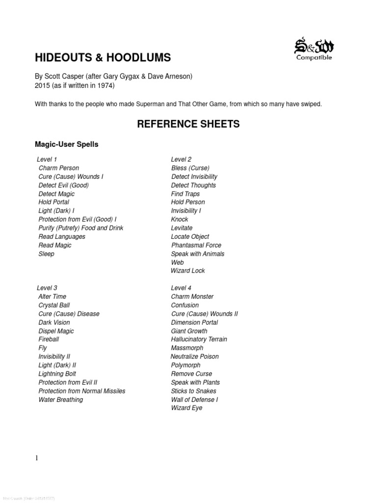 Reference_Sheets | PDF | Magician (Fantasy)