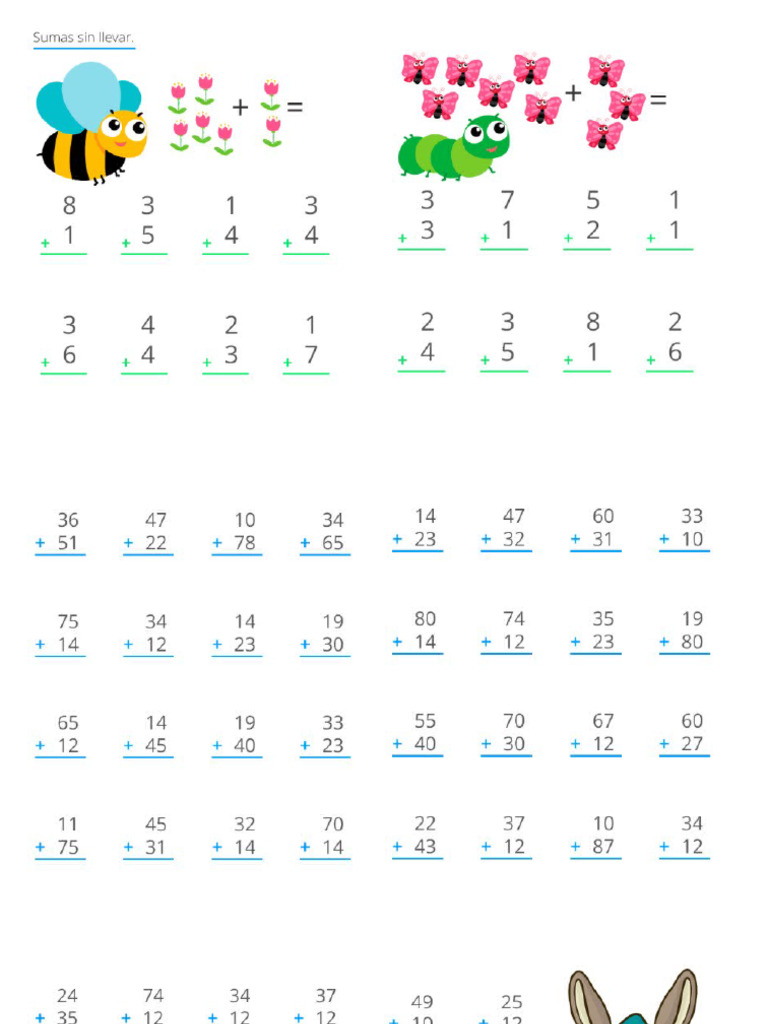 CUADERNILLO DE SUMAS Y RESTAS 1° BÁSICO | PDF
