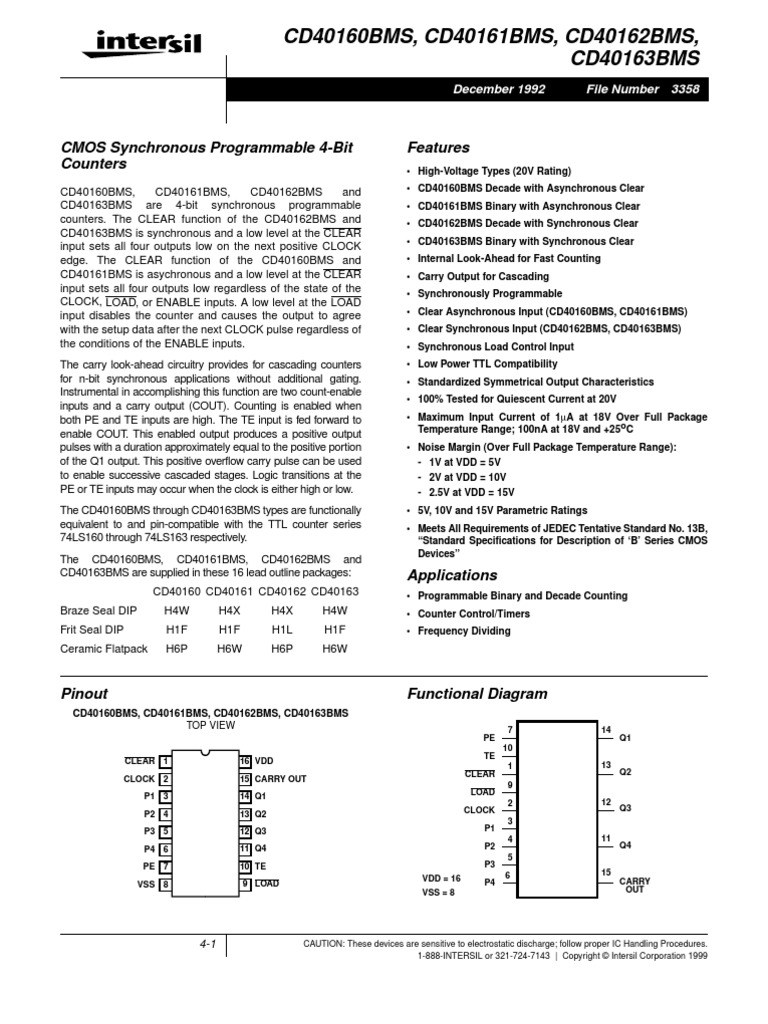 CD40163 | PDF | Electrical Engineering | Digital Technology