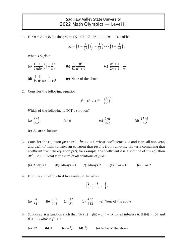 Level2 Exam | PDF | Mathematical Relations | Functions And Mappings