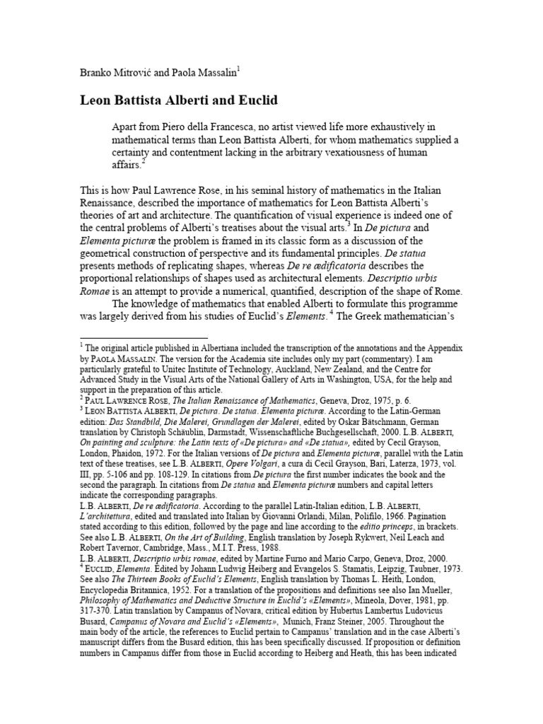 Alberti's Mathematical Art Theories | PDF | Euclid | Infinity
