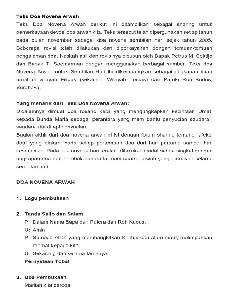 Teks Doa Novena Arwah | PDF