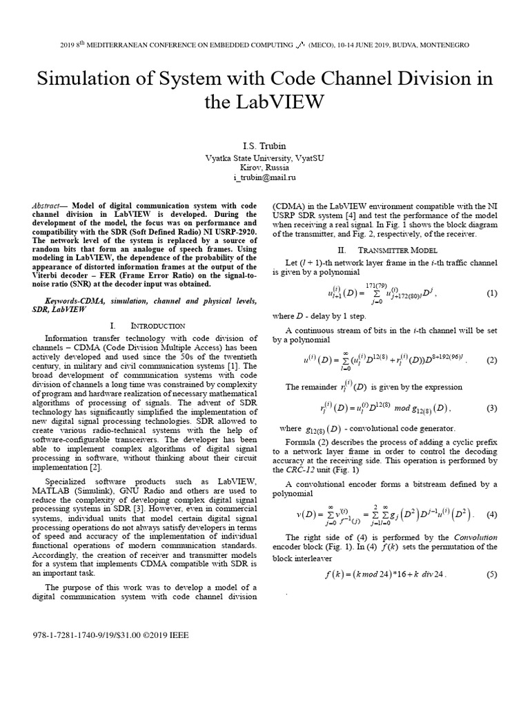 Simulation of Cdma in Labview | PDF | Signal To Noise Ratio | Software Defined Radio