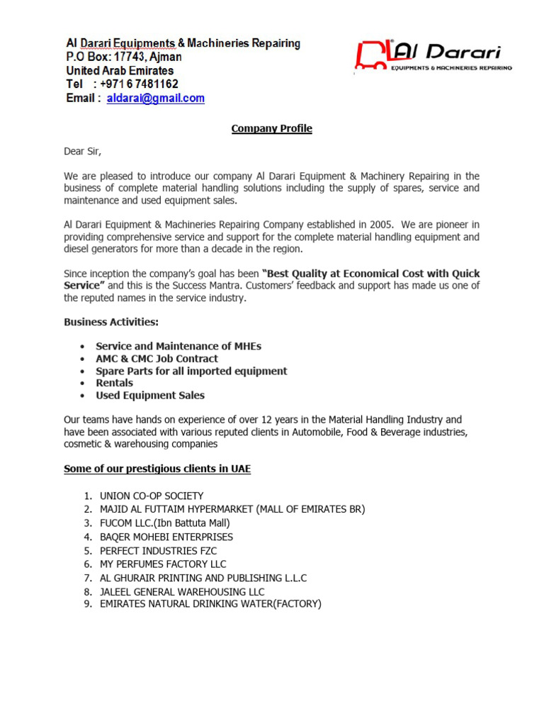 Al Darari Company Profile | PDF | United Arab Emirates | Secondary ...