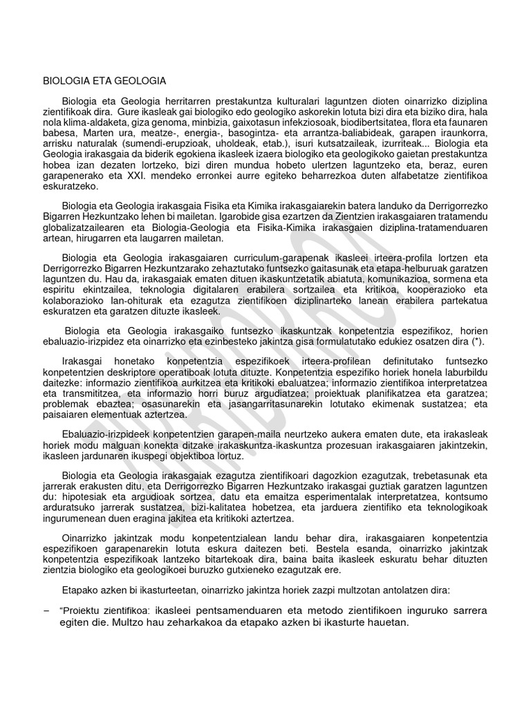 DBH Biologia Geogeologia Eusk - Zirrib 05-23 | PDF