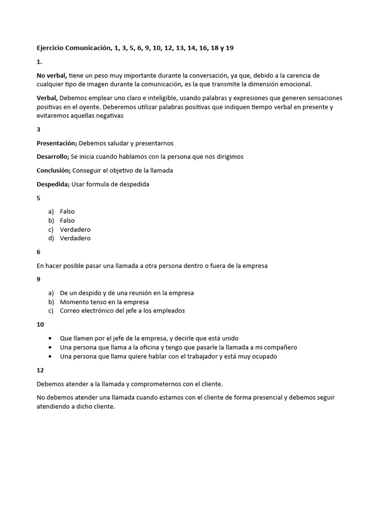Ejercicio Comunicación Tema 3 | PDF