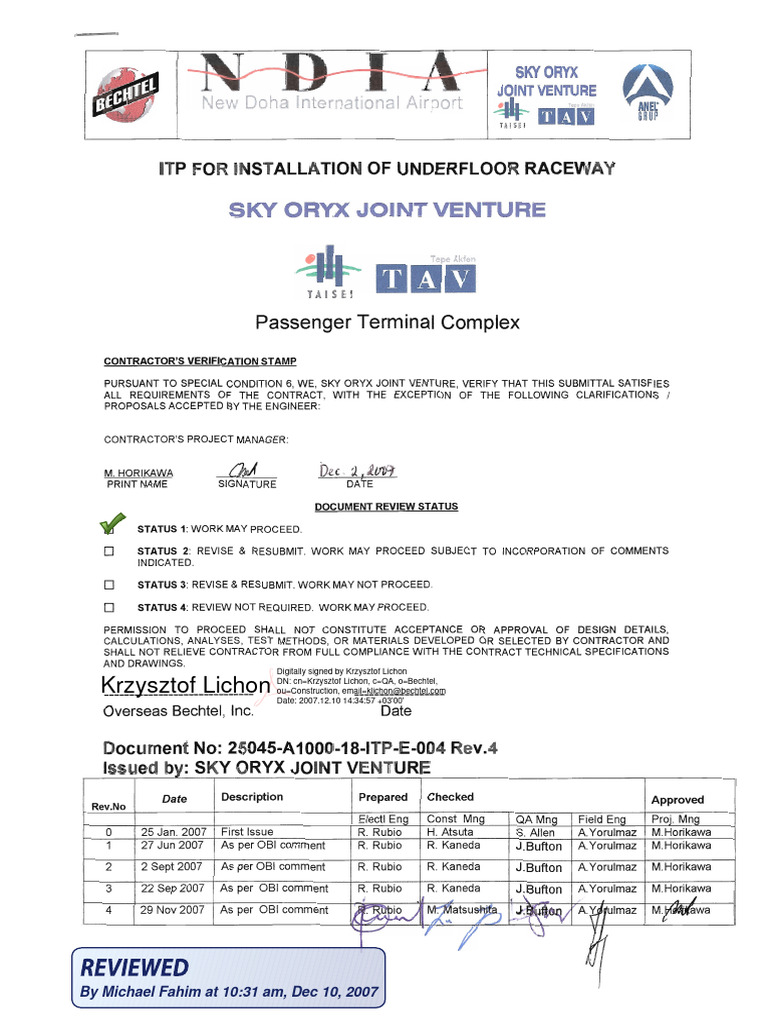 25045-A1000-18-ITP-E-004r004 - ITP For Underfloor Raceway | Download ...