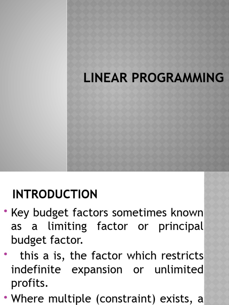 Understanding Linear Programming Basics | PDF | Linear Programming | Cost