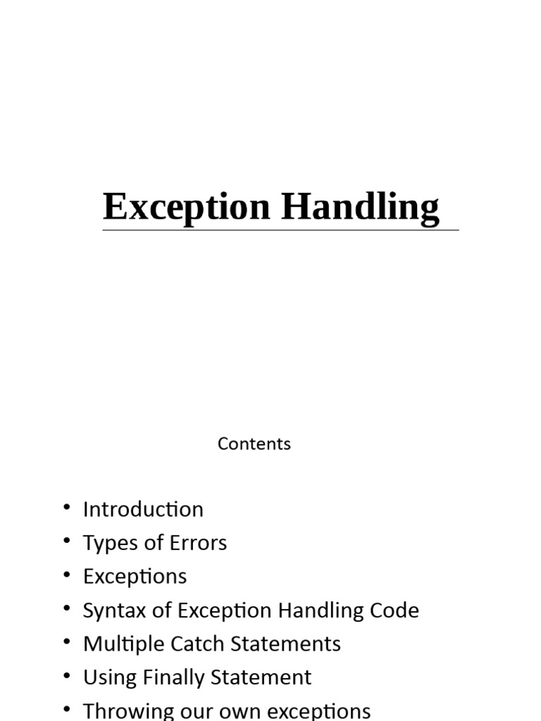Exception Handling | PDF | Computer Program | Programming Exception Handling | PDF | Computer Program | Programming
