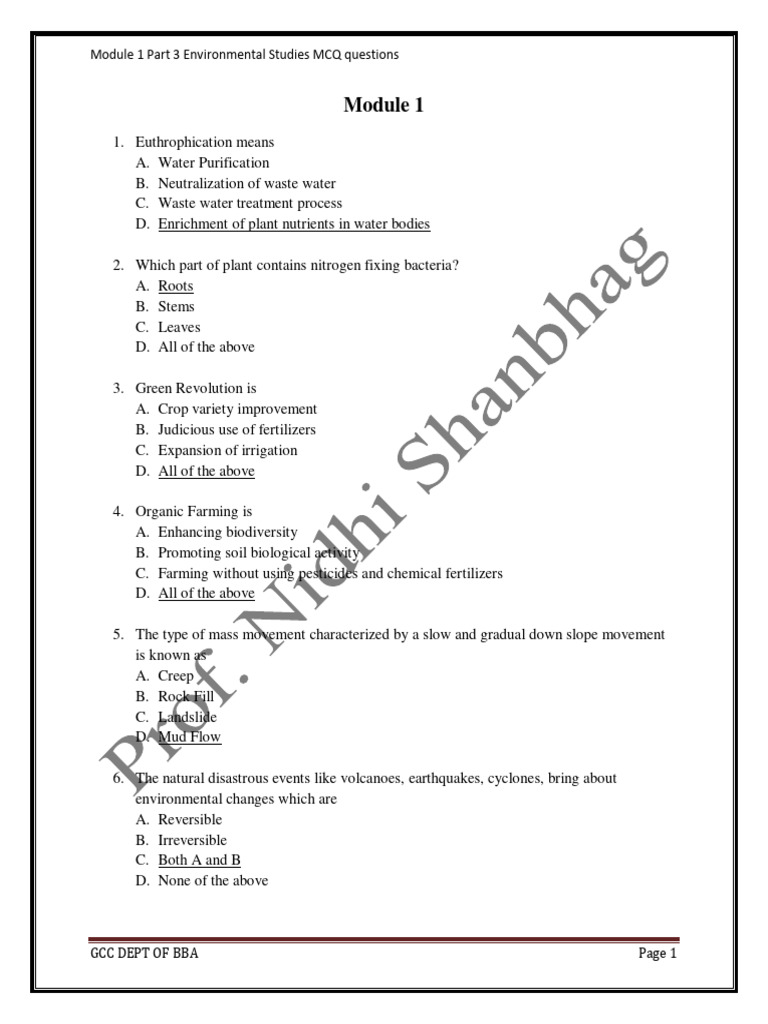 Module 3 MCQ | PDF | Soil | Deforestation