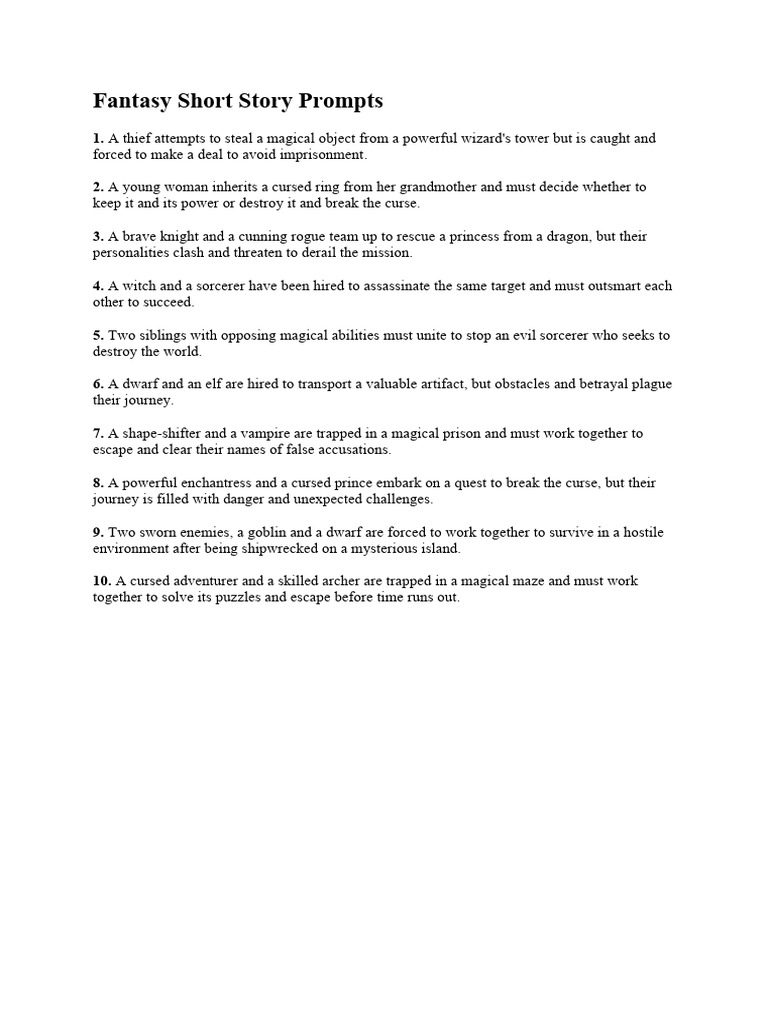 Fantasy Short Story Prompts Collection | PDF
