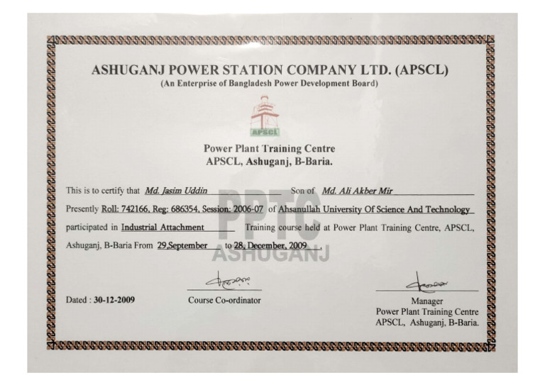 Industrial Training Certificate | PDF