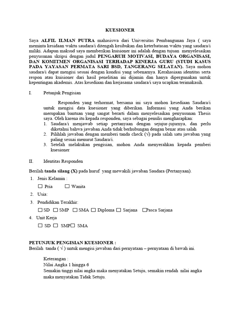 KUESIONER | PDF | Karier & Perkembangan | Pengembangan Diri