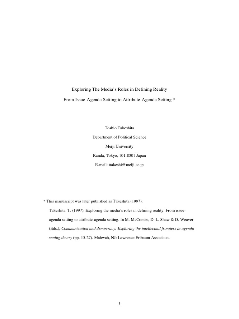 Media's Role in Defining Reality | PDF | Framing (Social Sciences ...