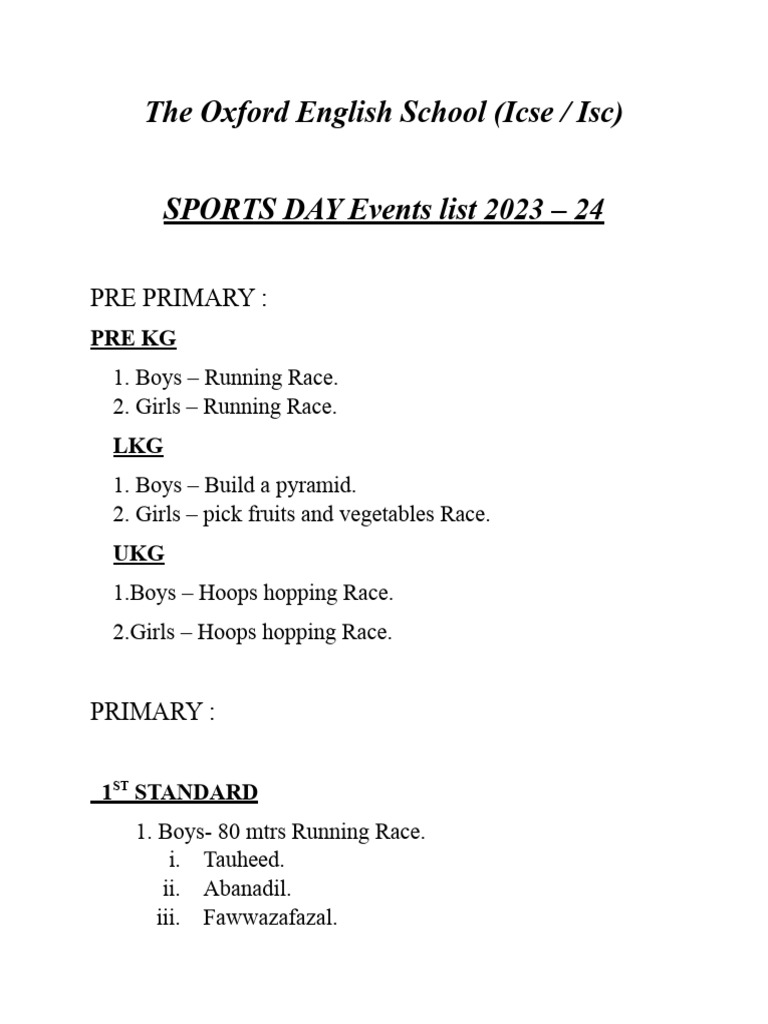 Selected Members Sports Day | PDF