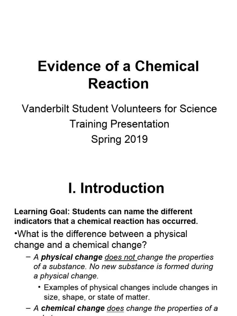 Evidence of A Chemical Reaction Spring 2019 Final | PDF | Chemical ...