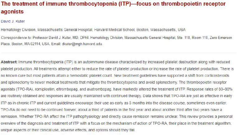 Treatment of Immune Thrombocytopenia (ITP) | PDF
