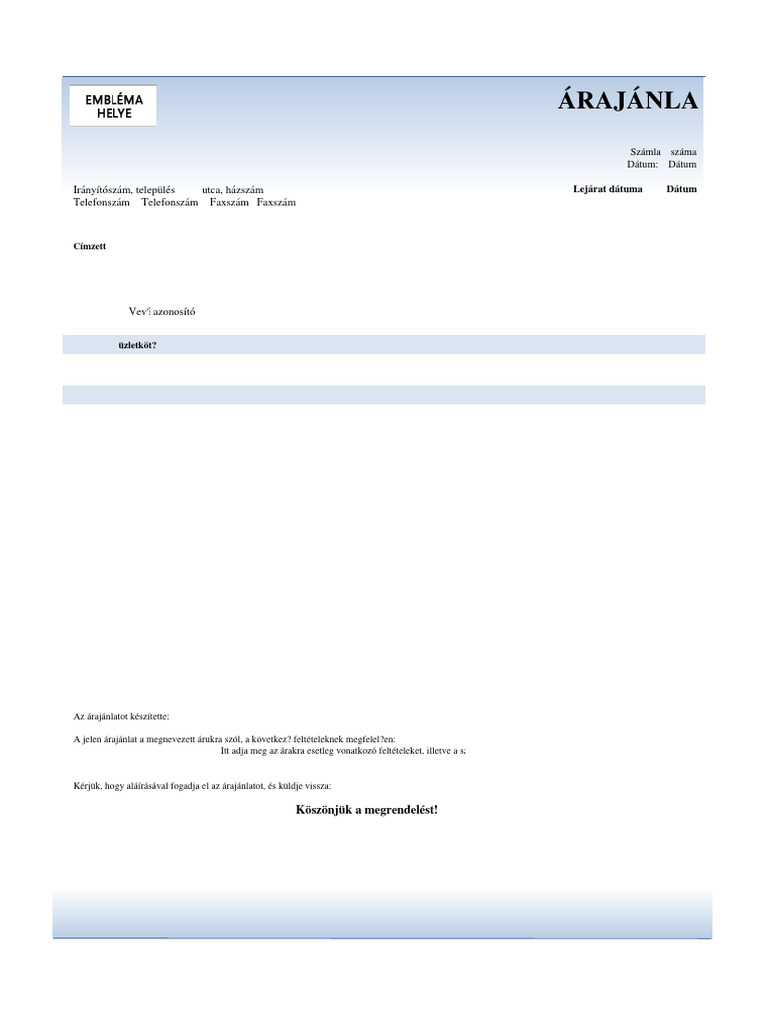 Arajanlat Minta Word | PDF