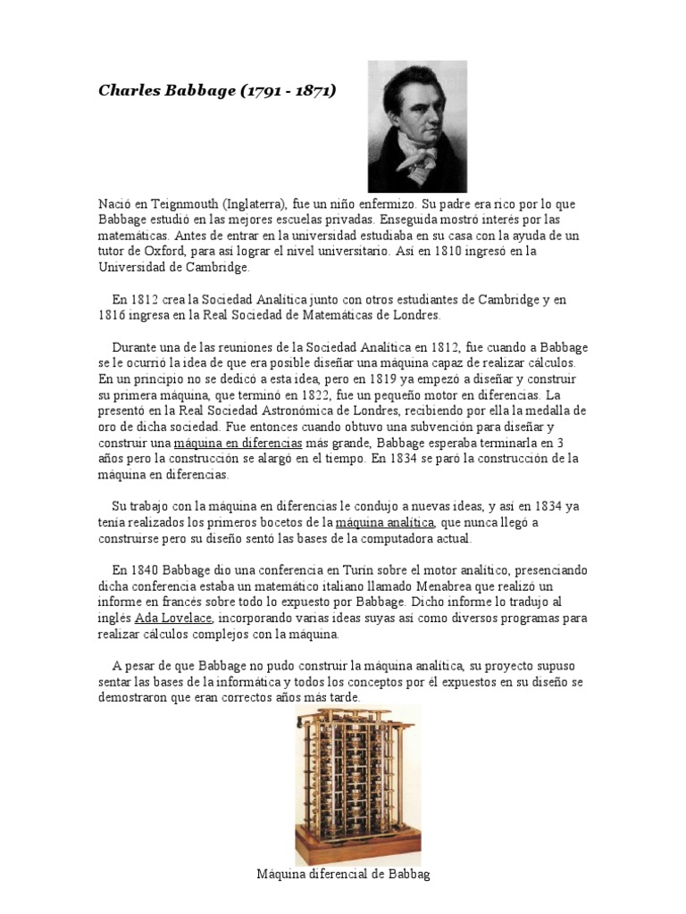Biografía de Charles Babbage | PDF | Clásicos