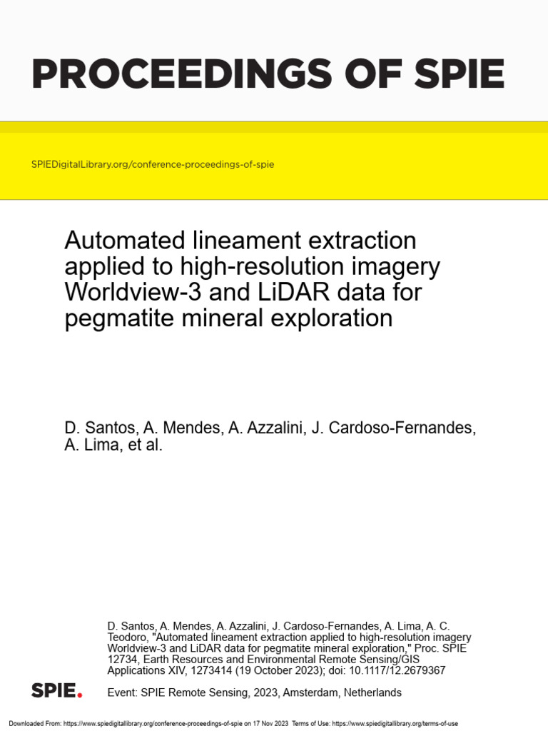 Automated Lineament Extraction Applied To High Resolution Imagery Worldview 3 And Lidar Data For
