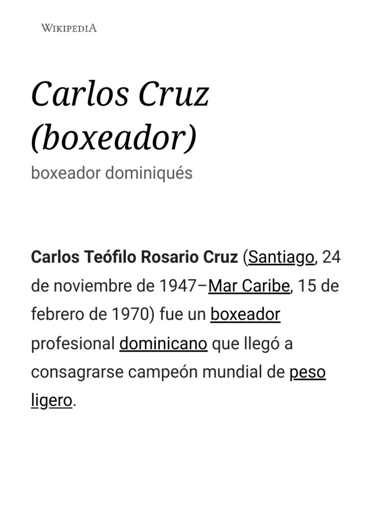 Carlos Cruz (Boxeador) - Wikipedia, La Enciclopedia Libre | PDF ...