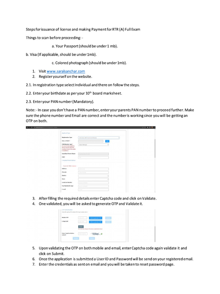 Steps For Issuance of License and Payment RTR | PDF