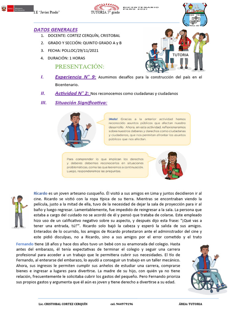 Sesión N°2 Tutoria Quinto Exp9 | PDF | Derechos | Libertad