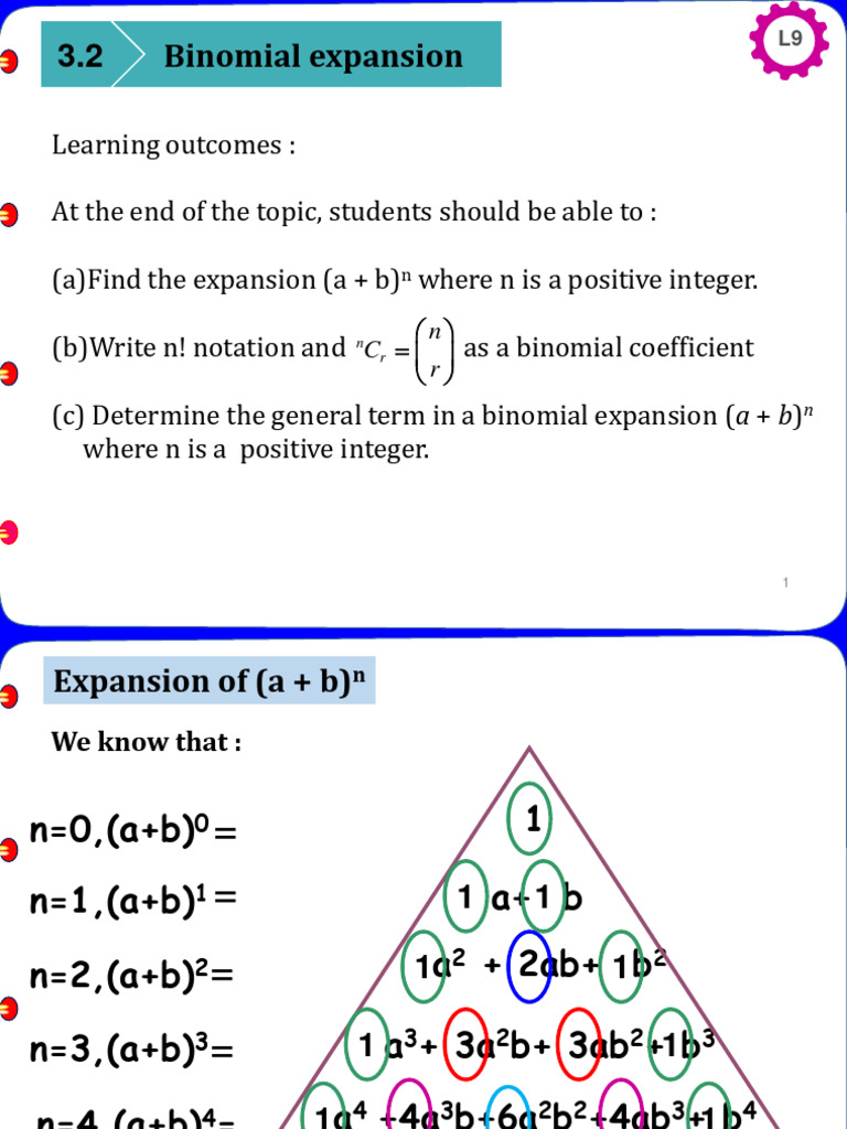 3.2 Binomial Expansion (L9) | PDF | Number Theory | Mathematical Concepts