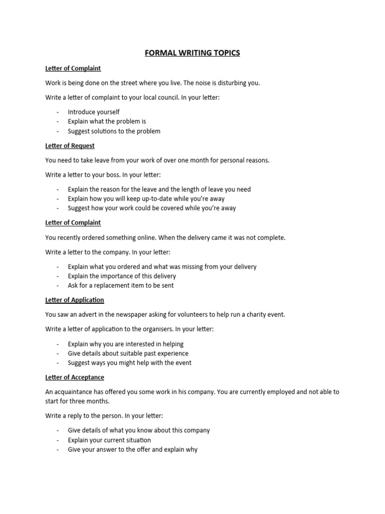 Formal Writing Topics | PDF