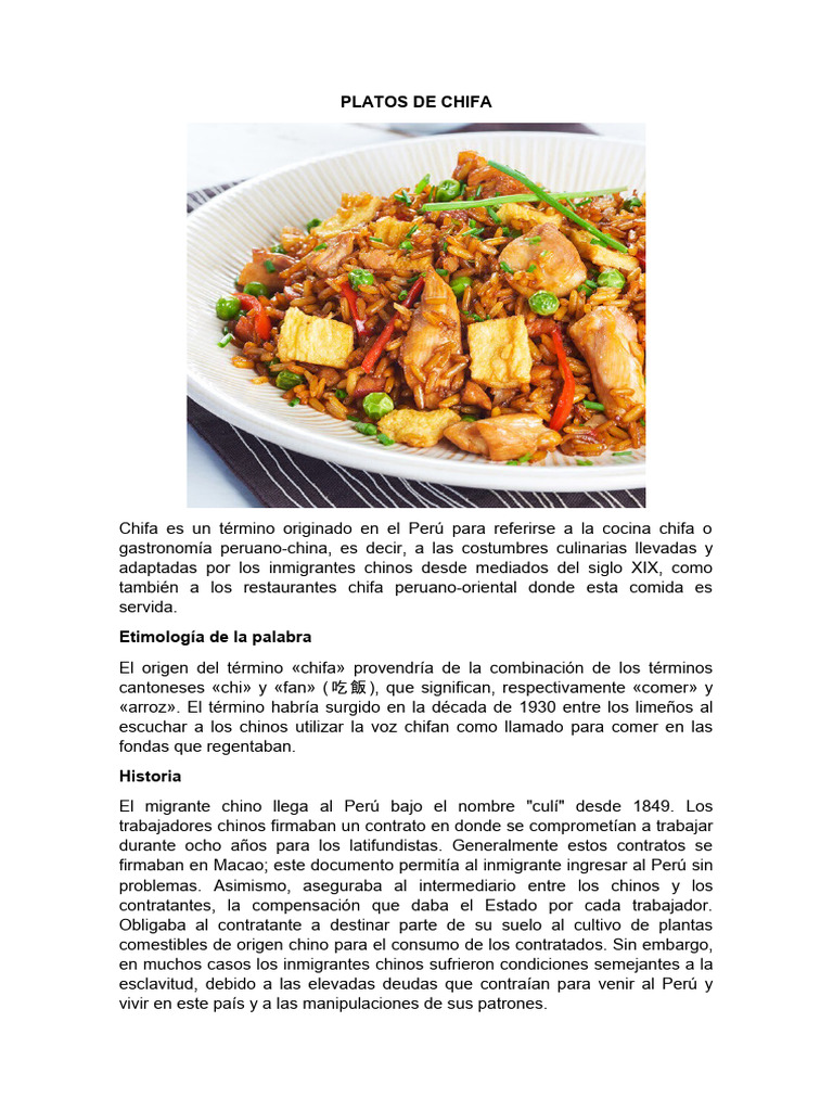 PLATOS DE CHIFA | PDF | Cocina | Cocinando